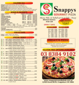 Our Menu - Snappys Pizza & Kebab